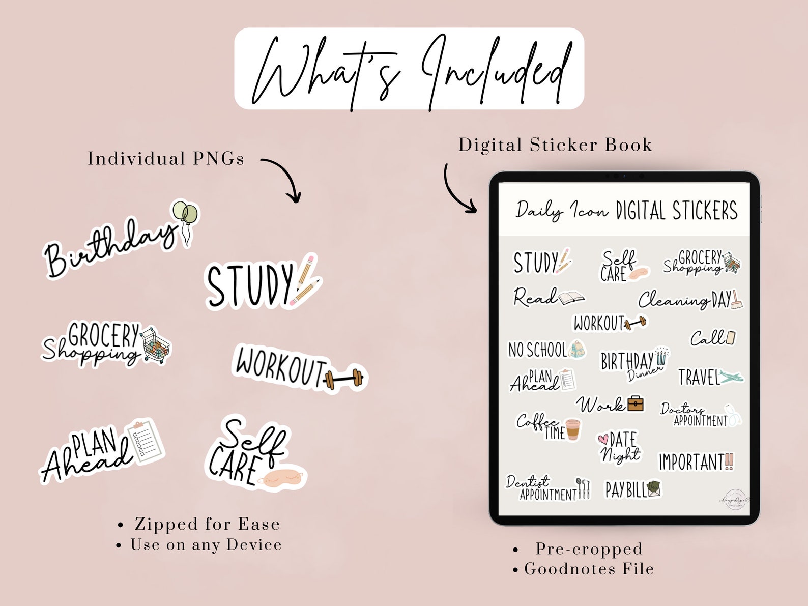 Everyday Life Stickers Daily Icons Stickers Goodnotes - Etsy