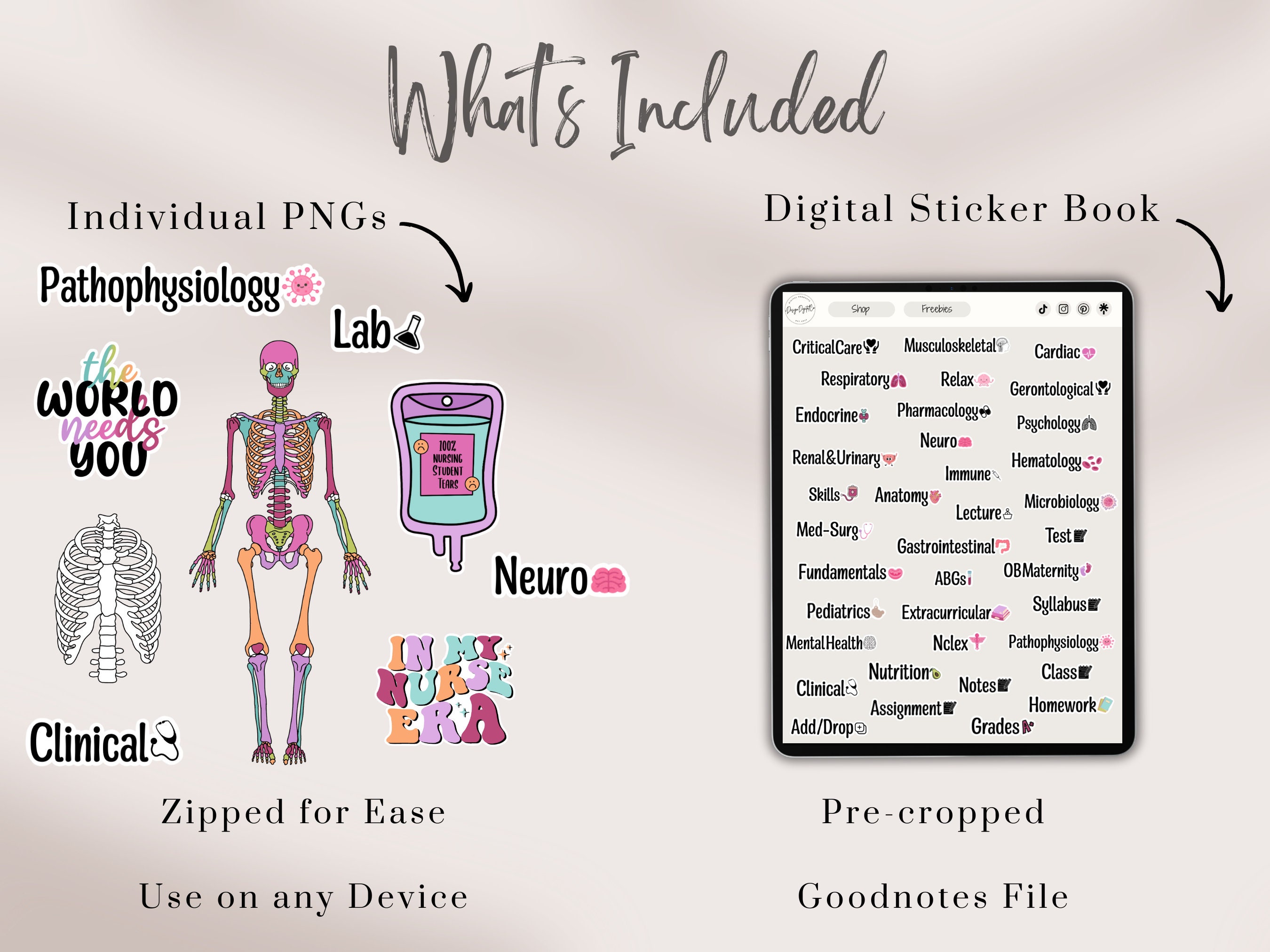 Nursing Digital Stickers, Nursing Stickers for Planner, Nursing Student ...