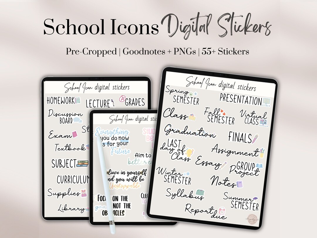 School Planner Stickers | College Planner Digital Stickers | Study ...