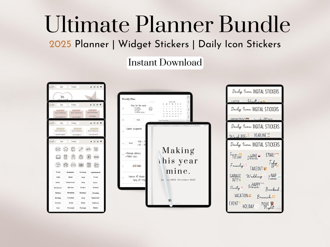 2025 Digital Planner Digital Sticker Bundle, Student Digital Planner ...