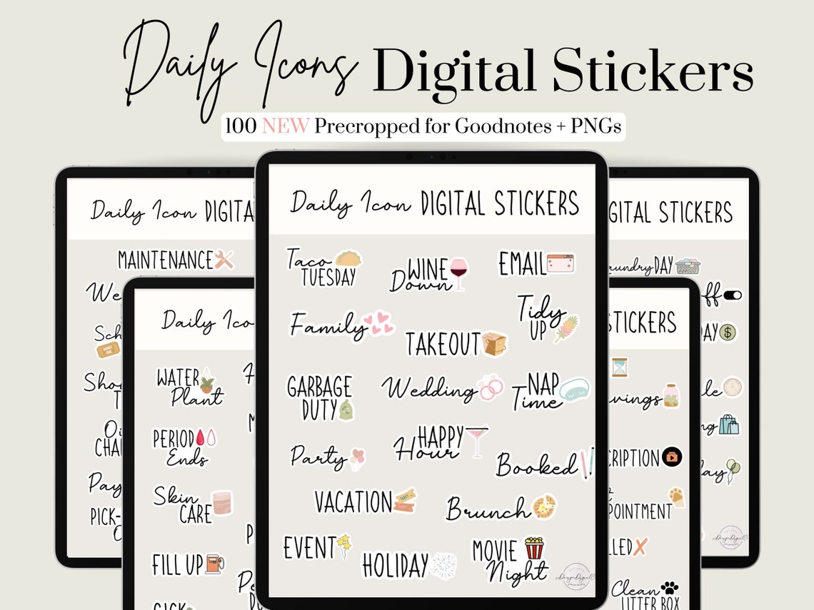 Everyday Life Stickers Daily Icons Stickers Goodnotes - Etsy