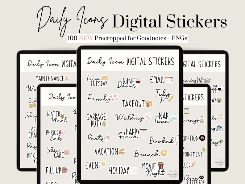 Everyday Life Stickers Daily Icons Stickers Goodnotes - Etsy