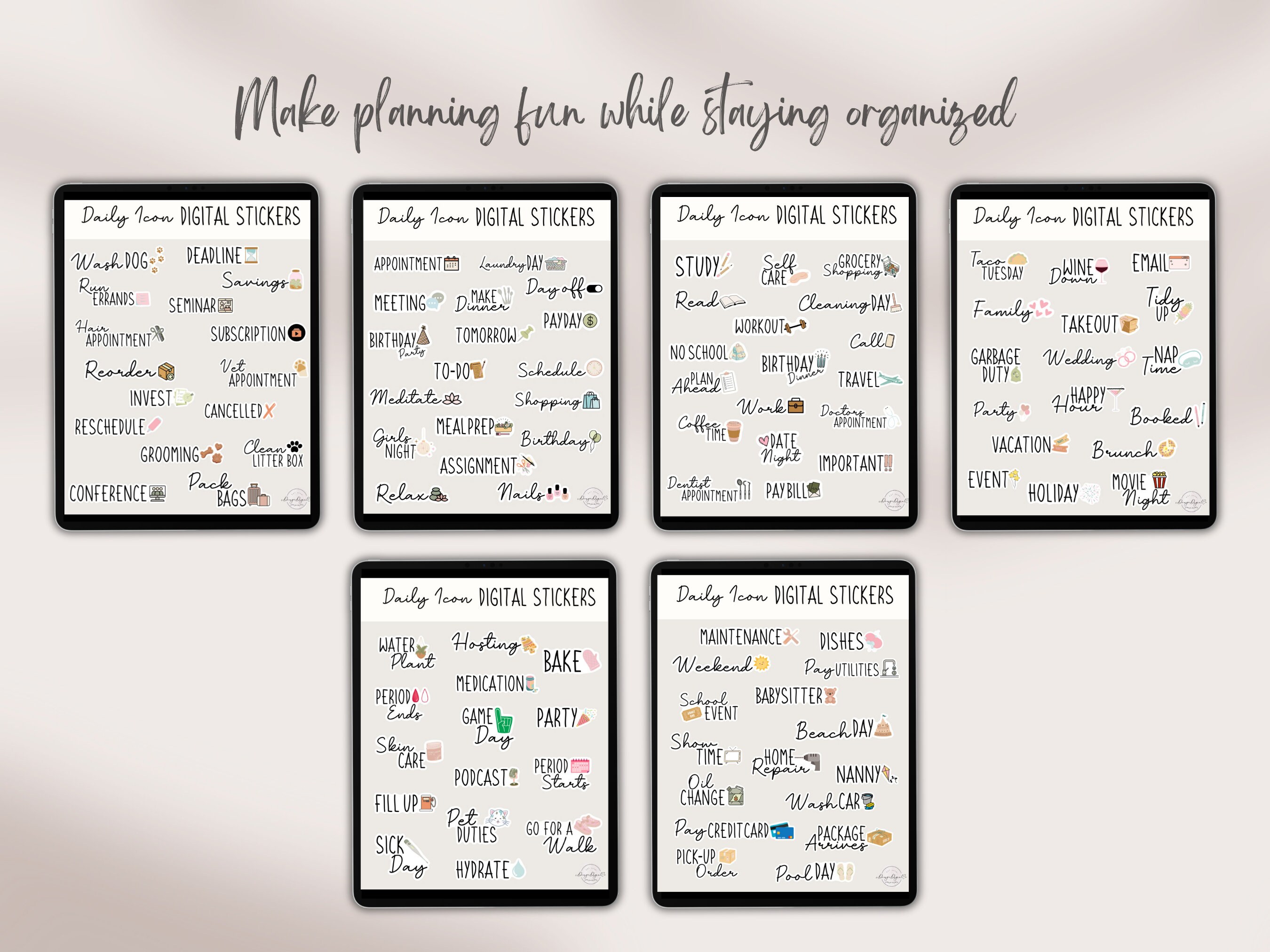 Everyday Life Stickers Daily Icons Stickers Goodnotes - Etsy