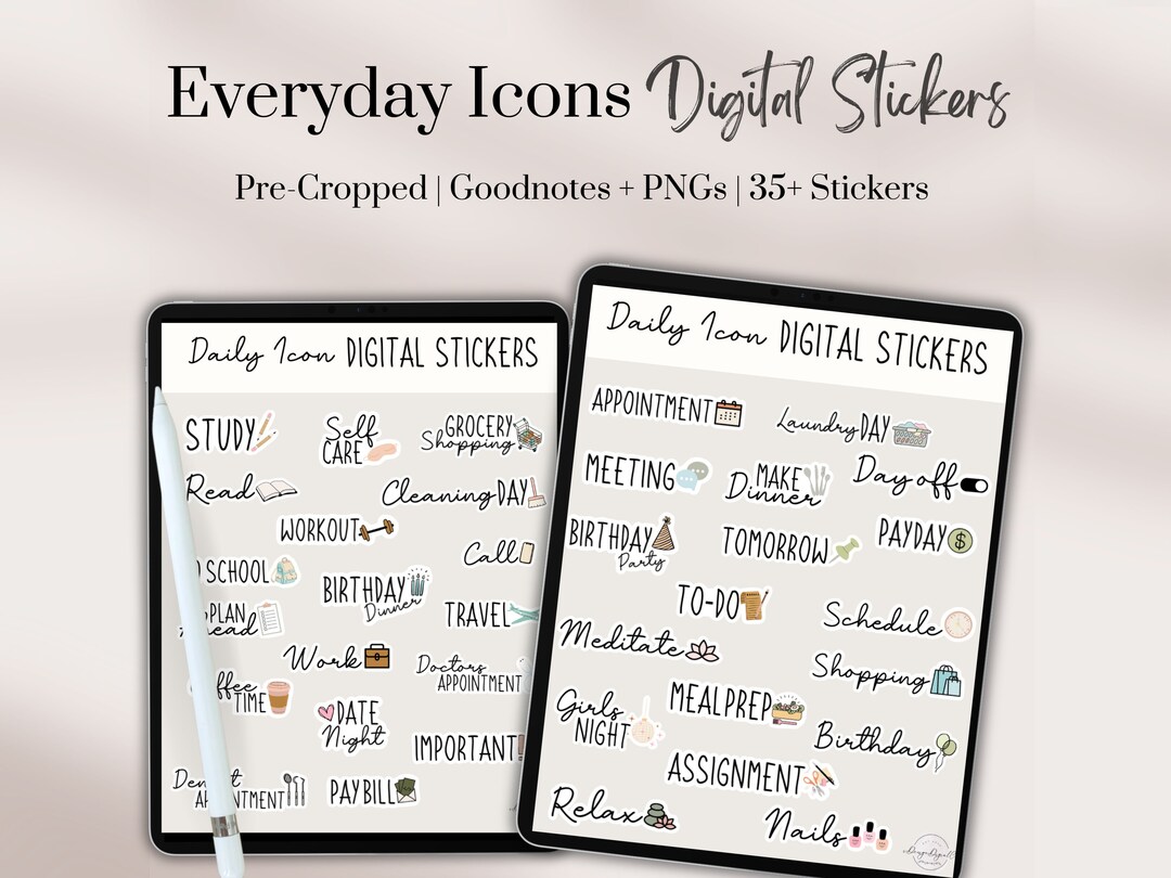 Everyday Life Stickers | Daily Icons Stickers | Goodnotes Stickers ...