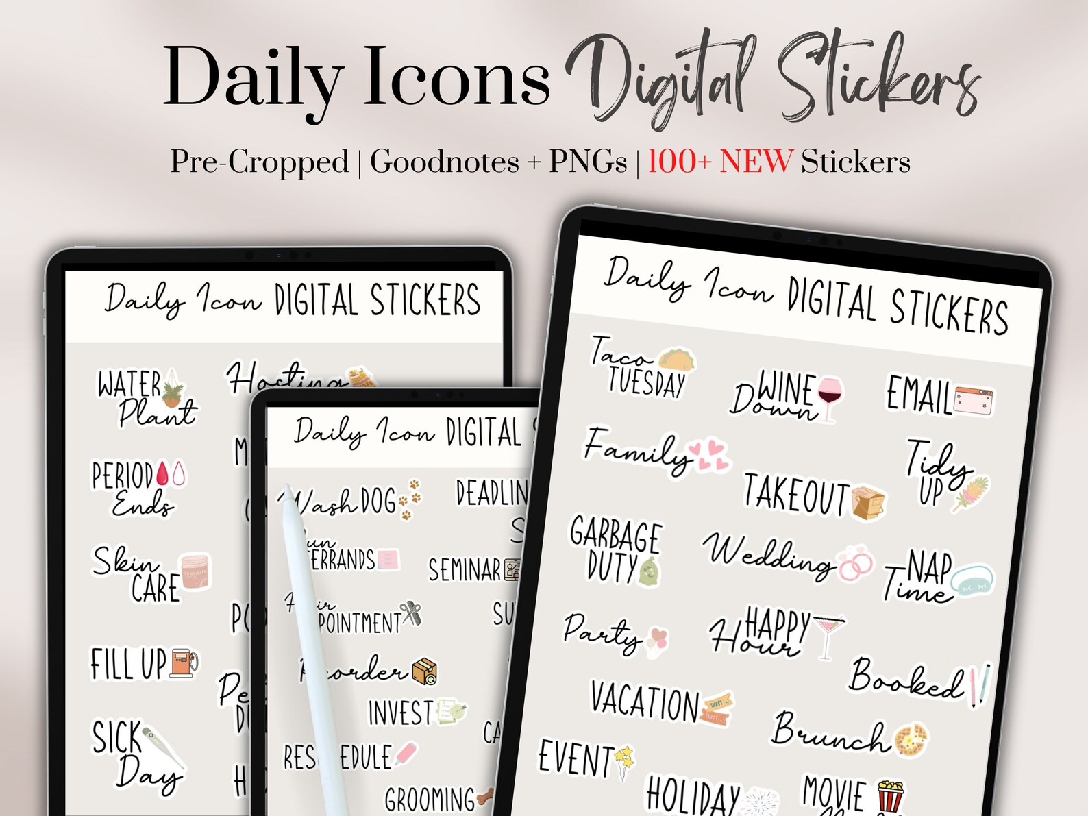 Everyday Life Stickers Daily Icons Stickers Goodnotes - Etsy