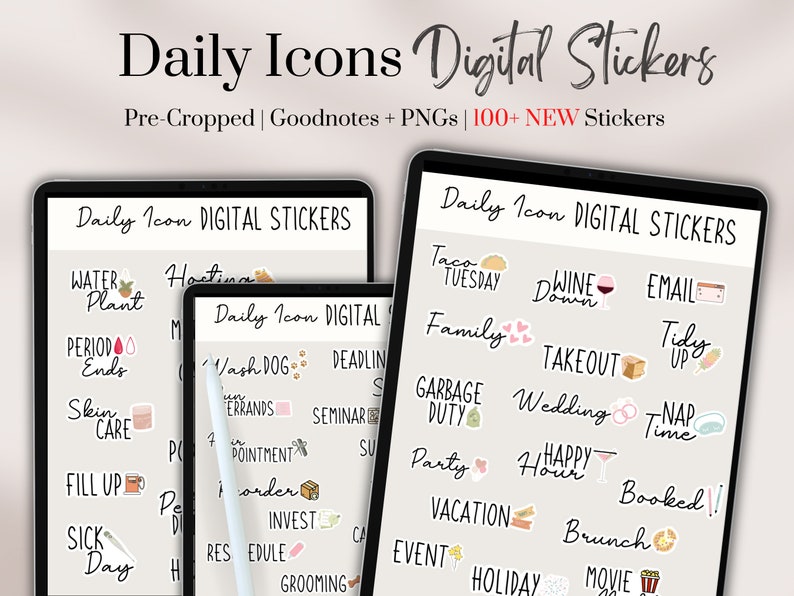 Everyday Life Stickers Daily Icons Stickers Goodnotes - Etsy