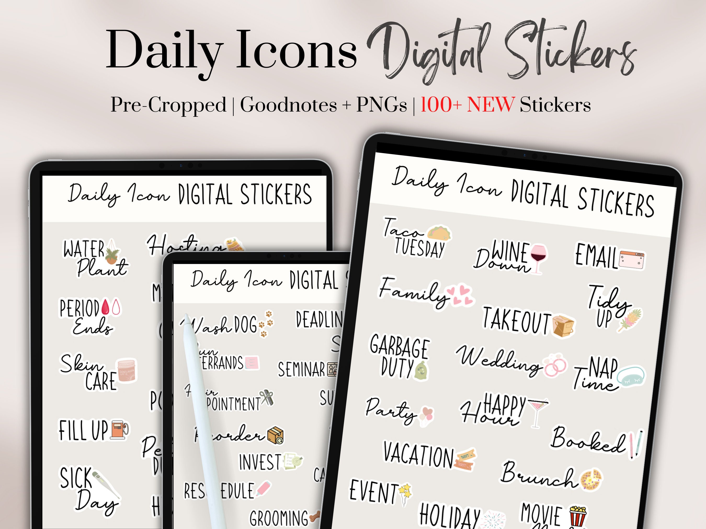 Everyday Life Stickers Daily Icons Stickers Goodnotes - Etsy
