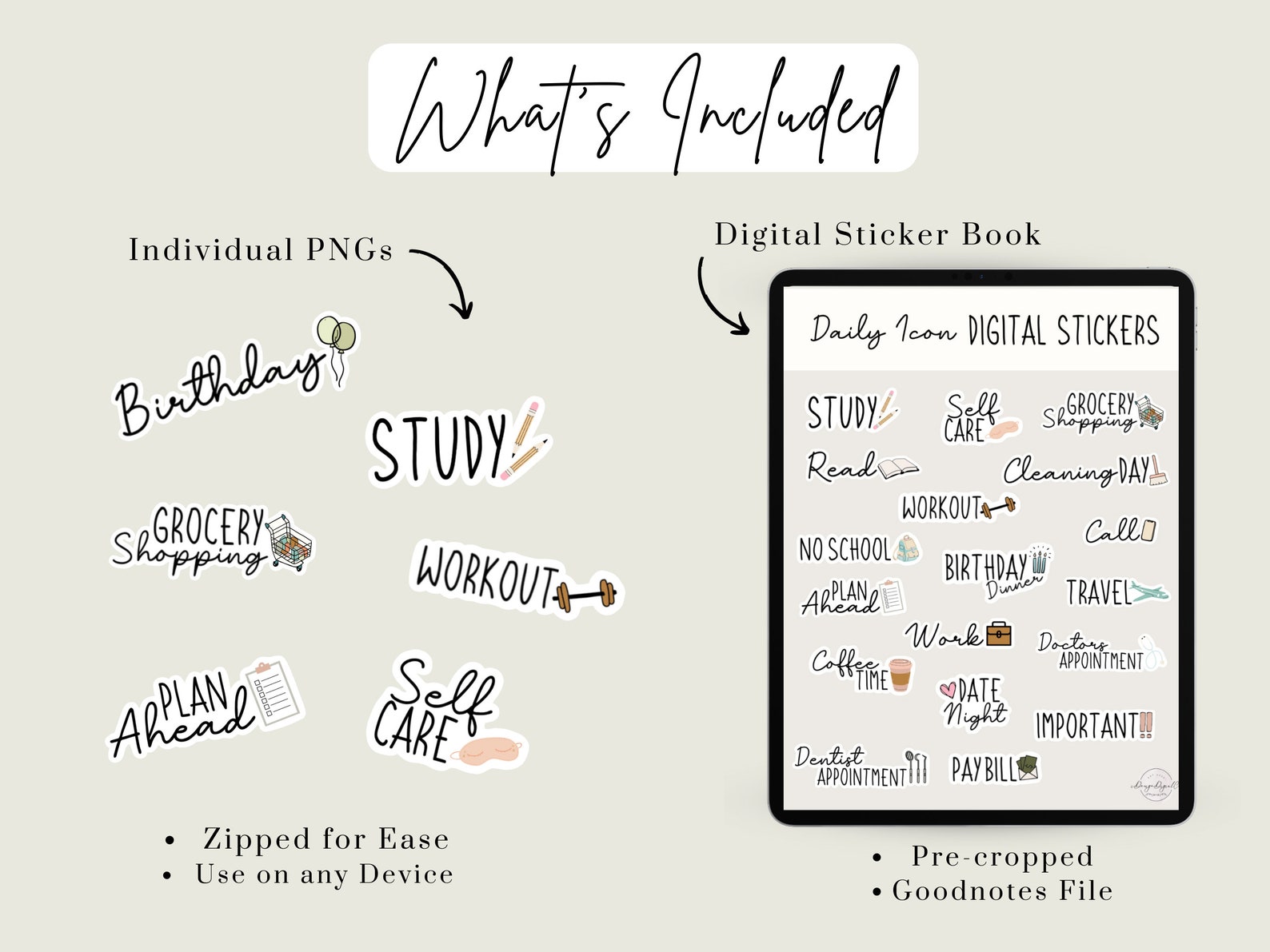 Everyday Life Stickers Daily Icons Stickers Goodnotes - Etsy