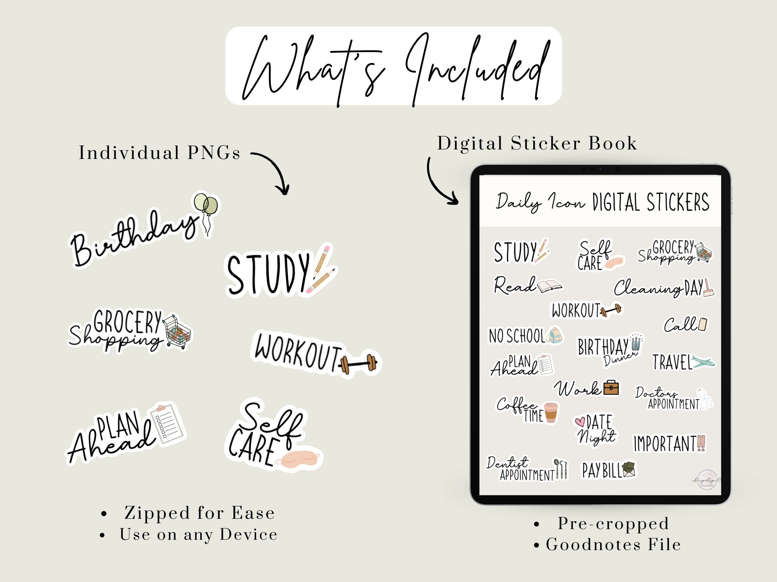 Everyday Life Stickers Daily Icons Stickers Goodnotes - Etsy