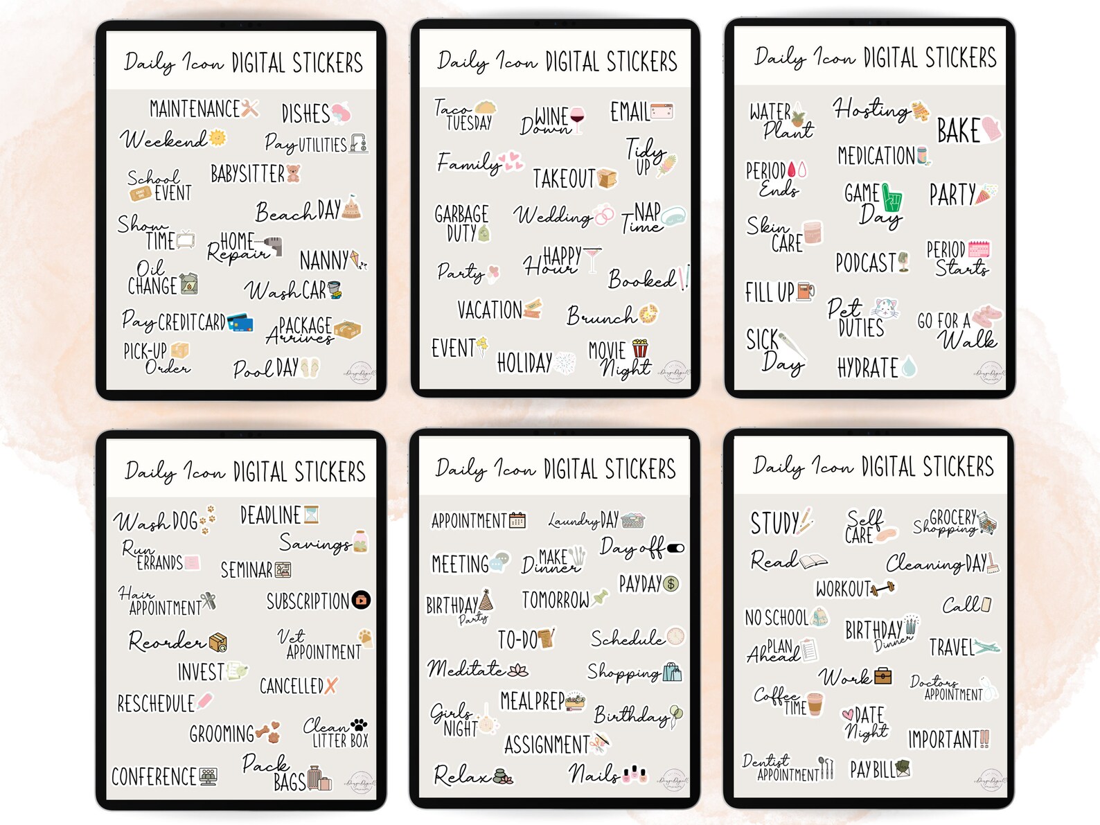 Everyday Life Stickers Daily Icons Stickers Goodnotes - Etsy