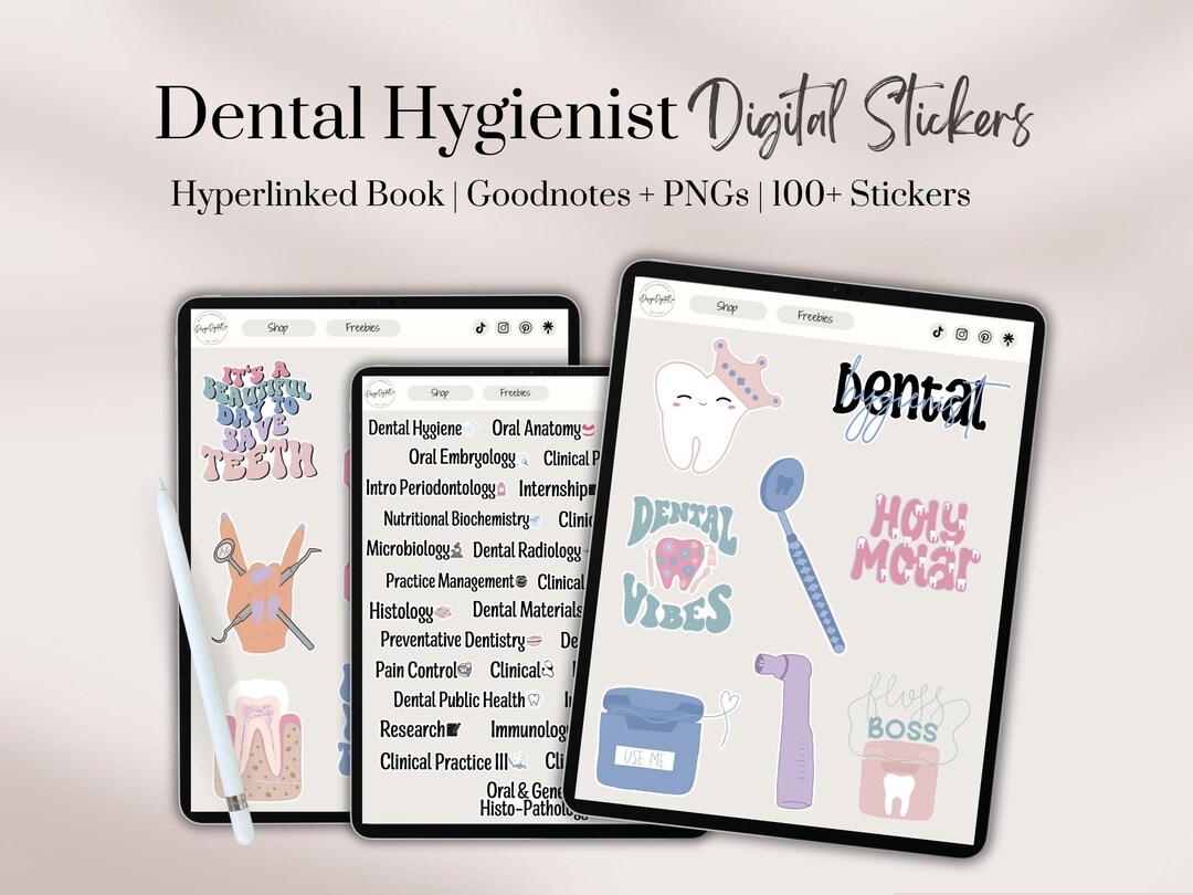 Dental Hygienist Digital Stickers, Dental School Stickers, Goodnotes ...