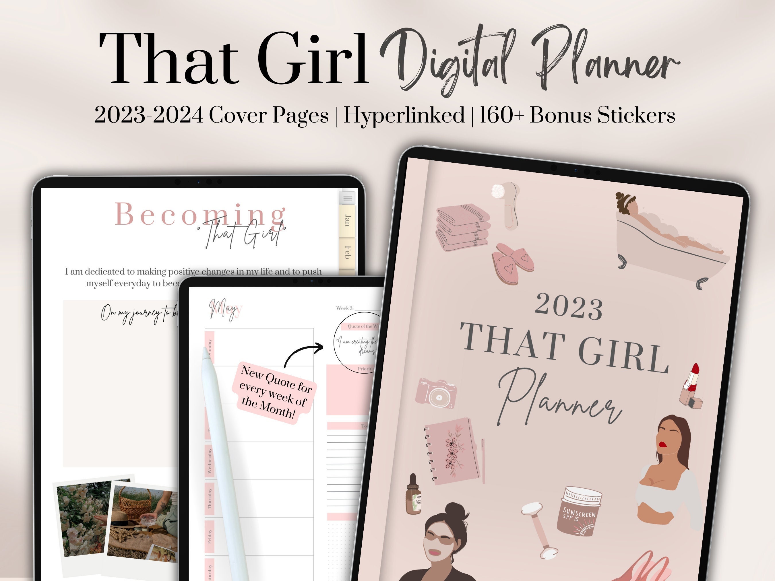 2023 Digital Planner Goodnotes, That Girl Digital Planner, Undated ...