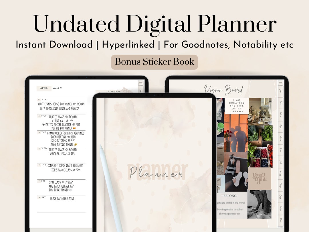 Undated Digital Planner, Undated Digital Planner Goodnotes, 2025 ...