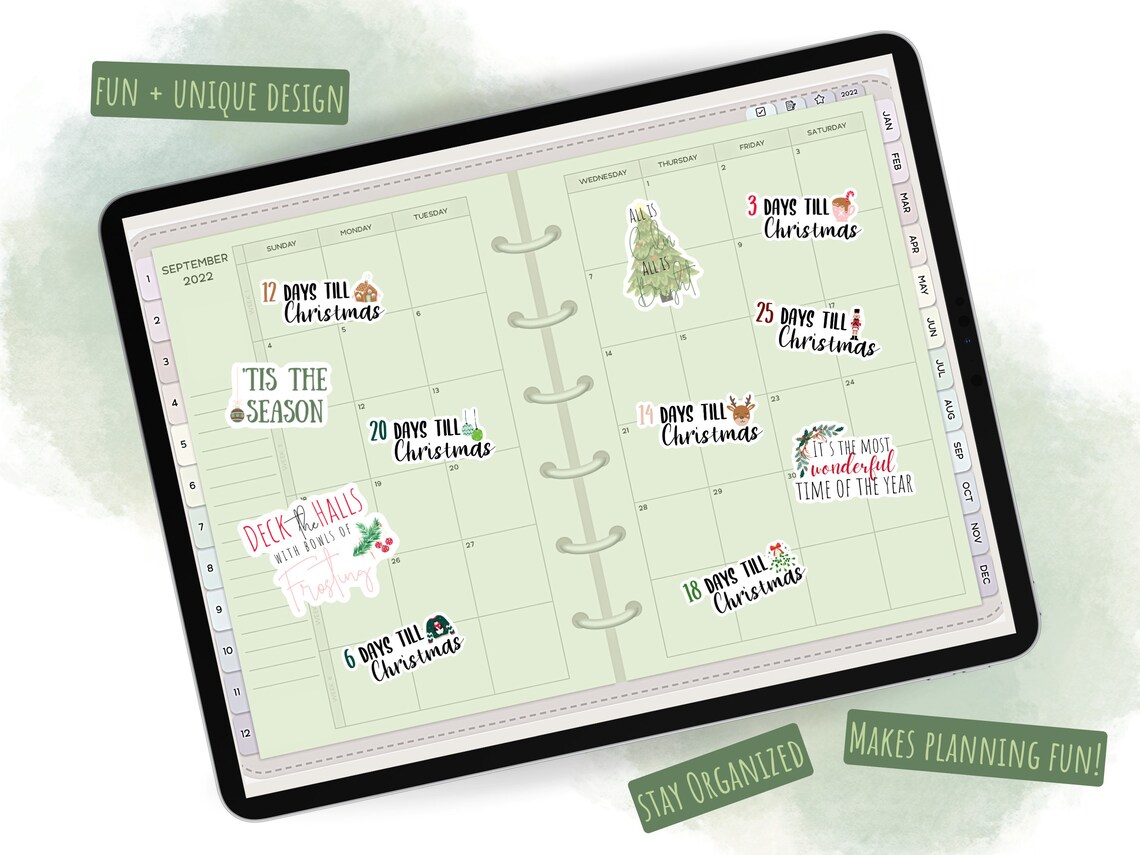 Christmas Countdown Digital Stickers for Goodnotes Christmas - Etsy