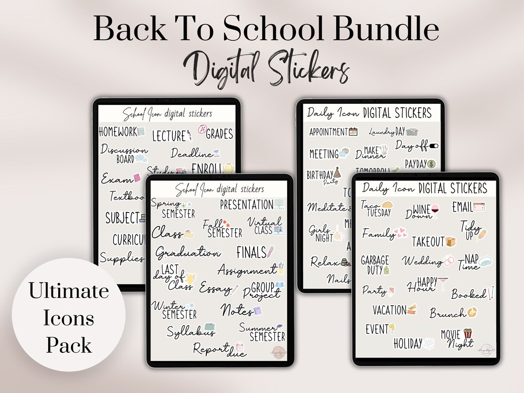 Good Notes Stickers, Digital Sticker Pack, School Planner Stickers ...