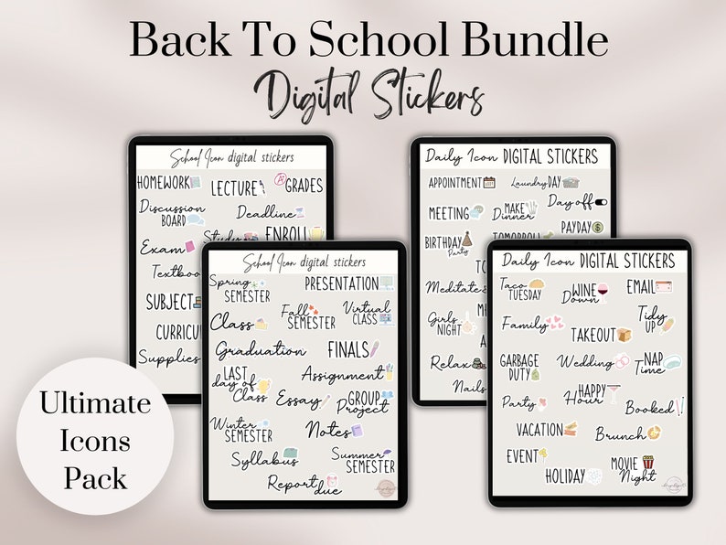 Good Notes Stickers, Digital Sticker Pack, School Planner Stickers ...