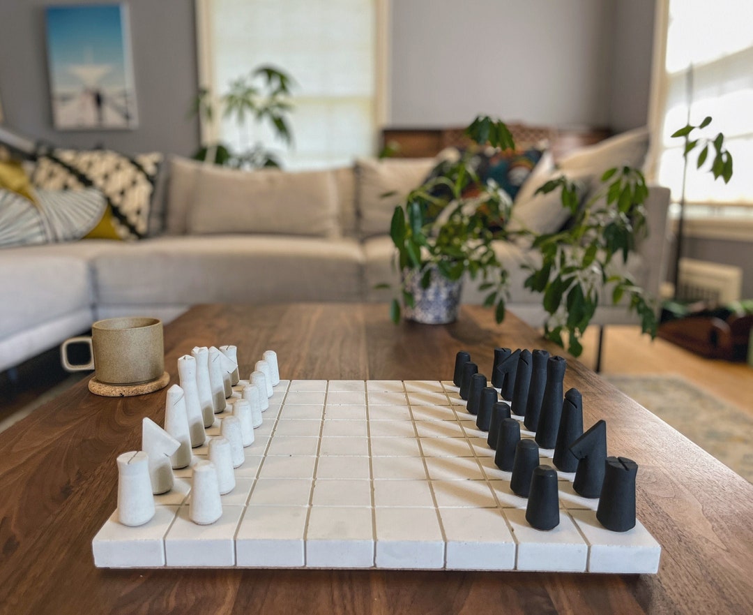 CONCRETE CHESS - Minimalist Decor - Handmade Chess Set - Etsy