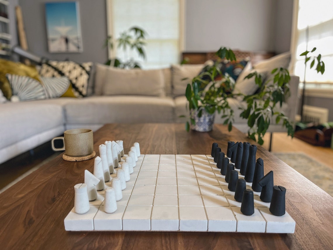 CONCRETE CHESS Minimalist Decor Handmade Chess Set - Etsy