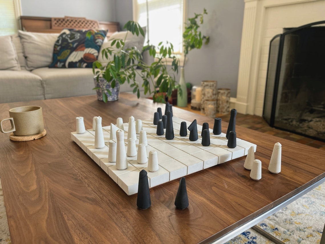 CONCRETE CHESS Minimalist Decor Handmade Chess Set - Etsy