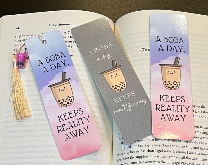 Boba Bookmarks| Tapioca| Milk Tea| Pink|bookish Gifts|cute Bookmarks ...