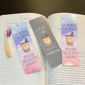 Boba Bookmarks| Tapioca| Milk Tea| Pink|bookish Gifts|cute Bookmarks ...