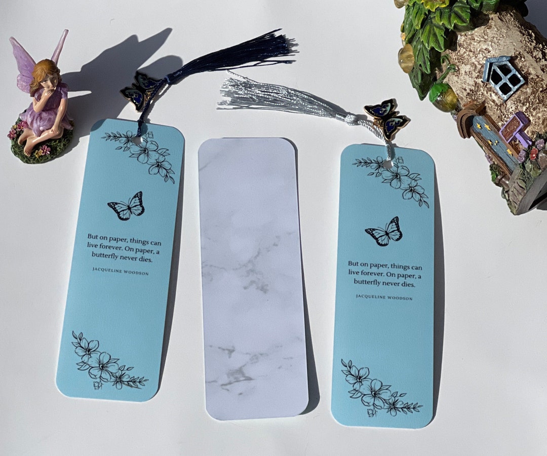 Blue Butterfly Bookmark With Charm| Quote| Saying| Tassel With ...