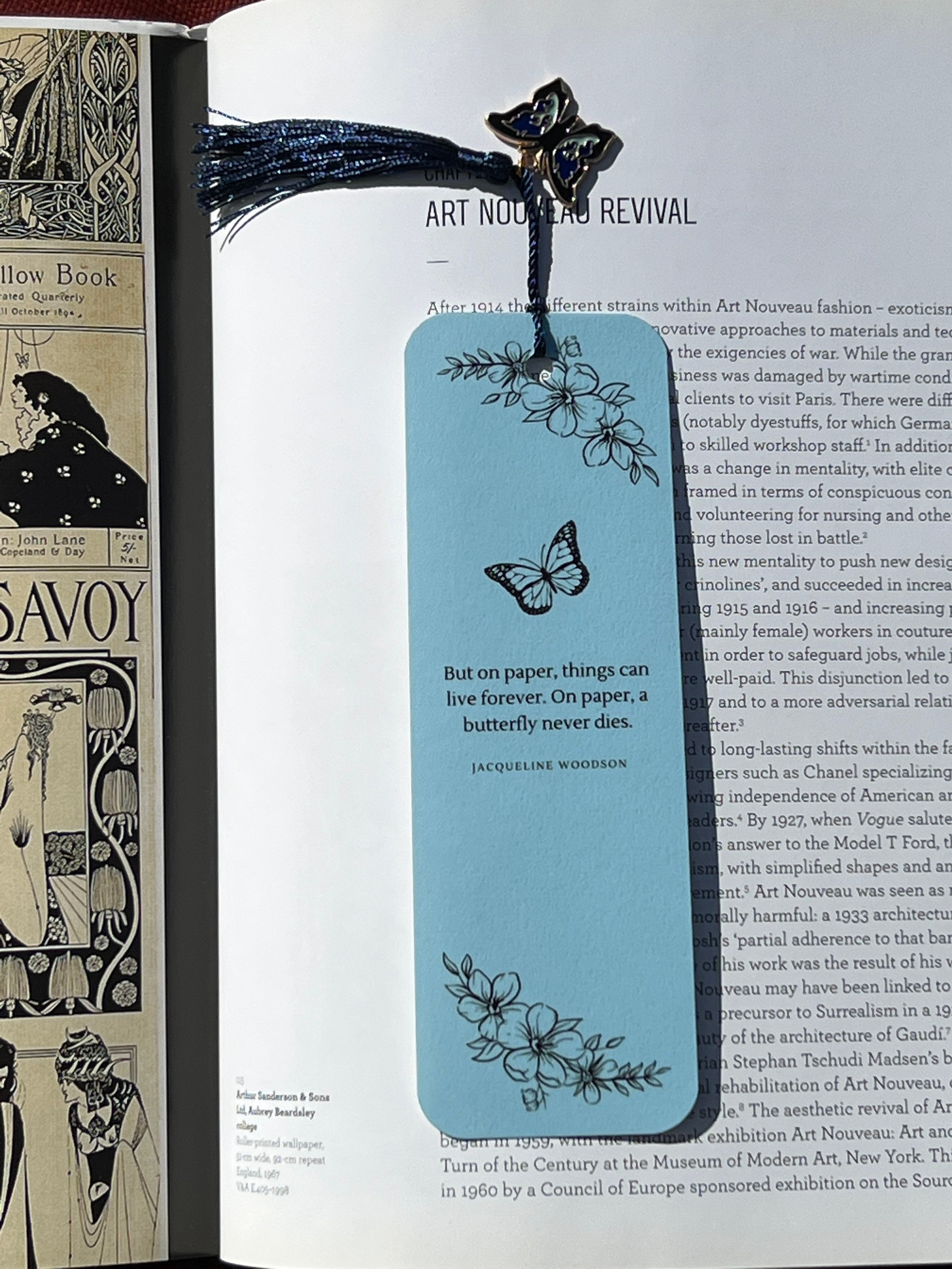 Blue Butterfly Bookmark With Charm Quote Saying Tassel With - Etsy