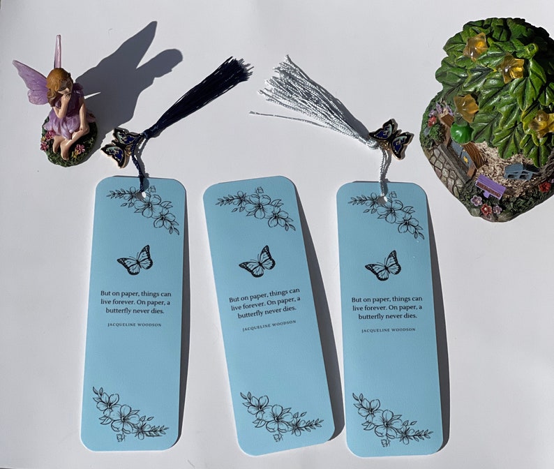 Blue Butterfly Bookmark With Charm| Quote| Saying| Tassel With ...