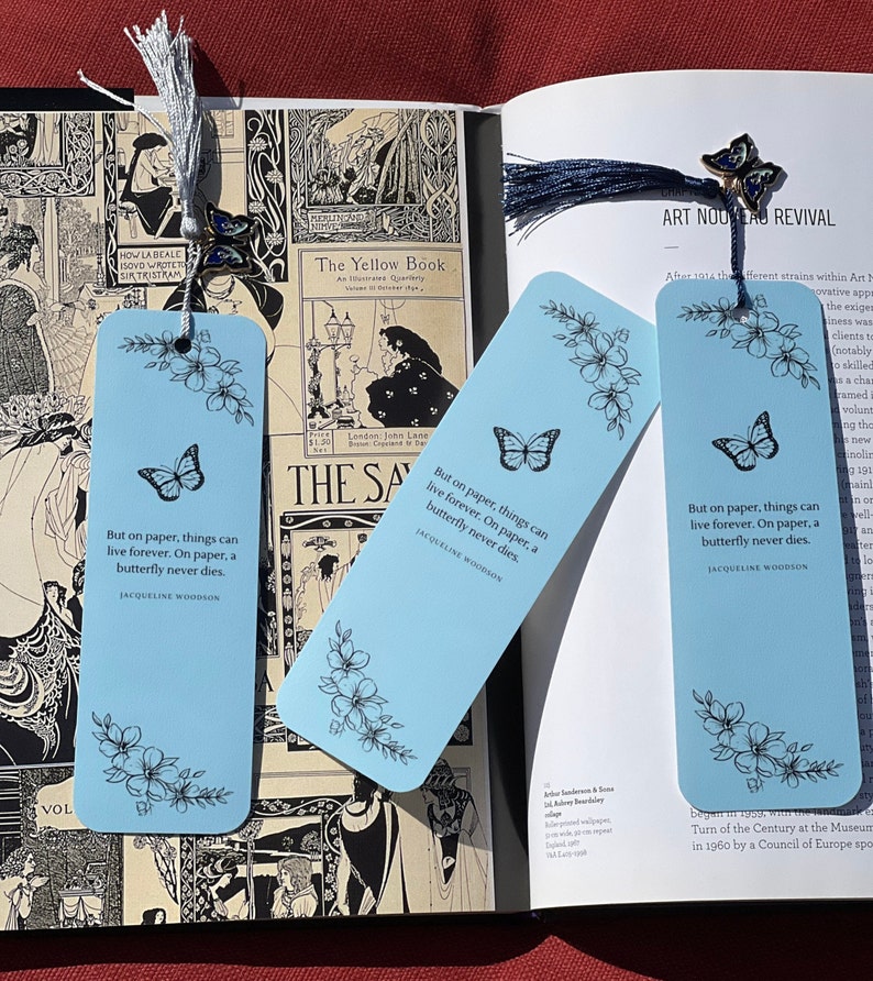 Blue Butterfly Bookmark With Charm| Quote| Saying| Tassel With ...