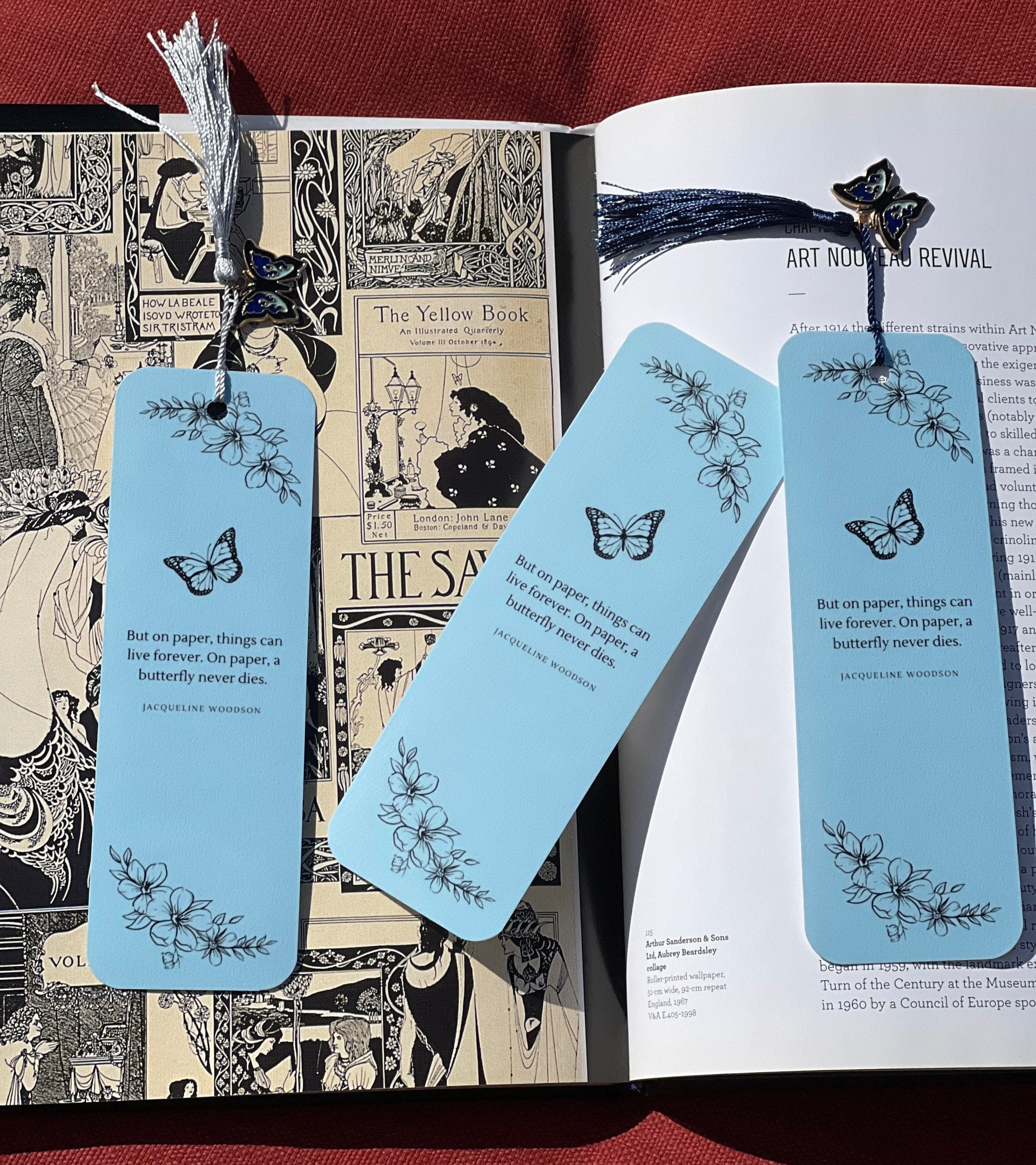 Blue Butterfly Bookmark With Charm Quote Saying Tassel With - Etsy