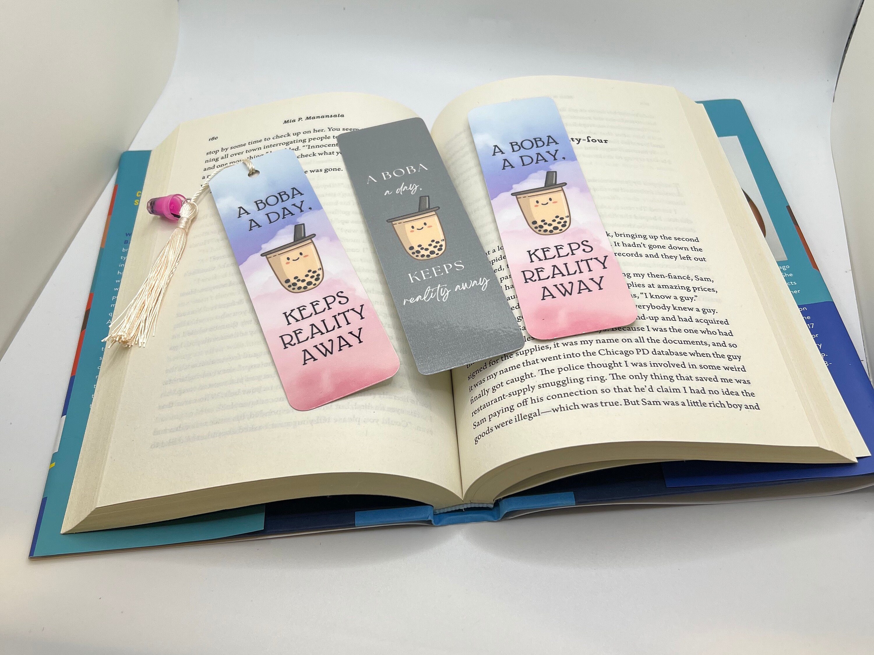 Boba Bookmarks| Tapioca| Milk Tea| Pink|bookish Gifts|cute Bookmarks ...
