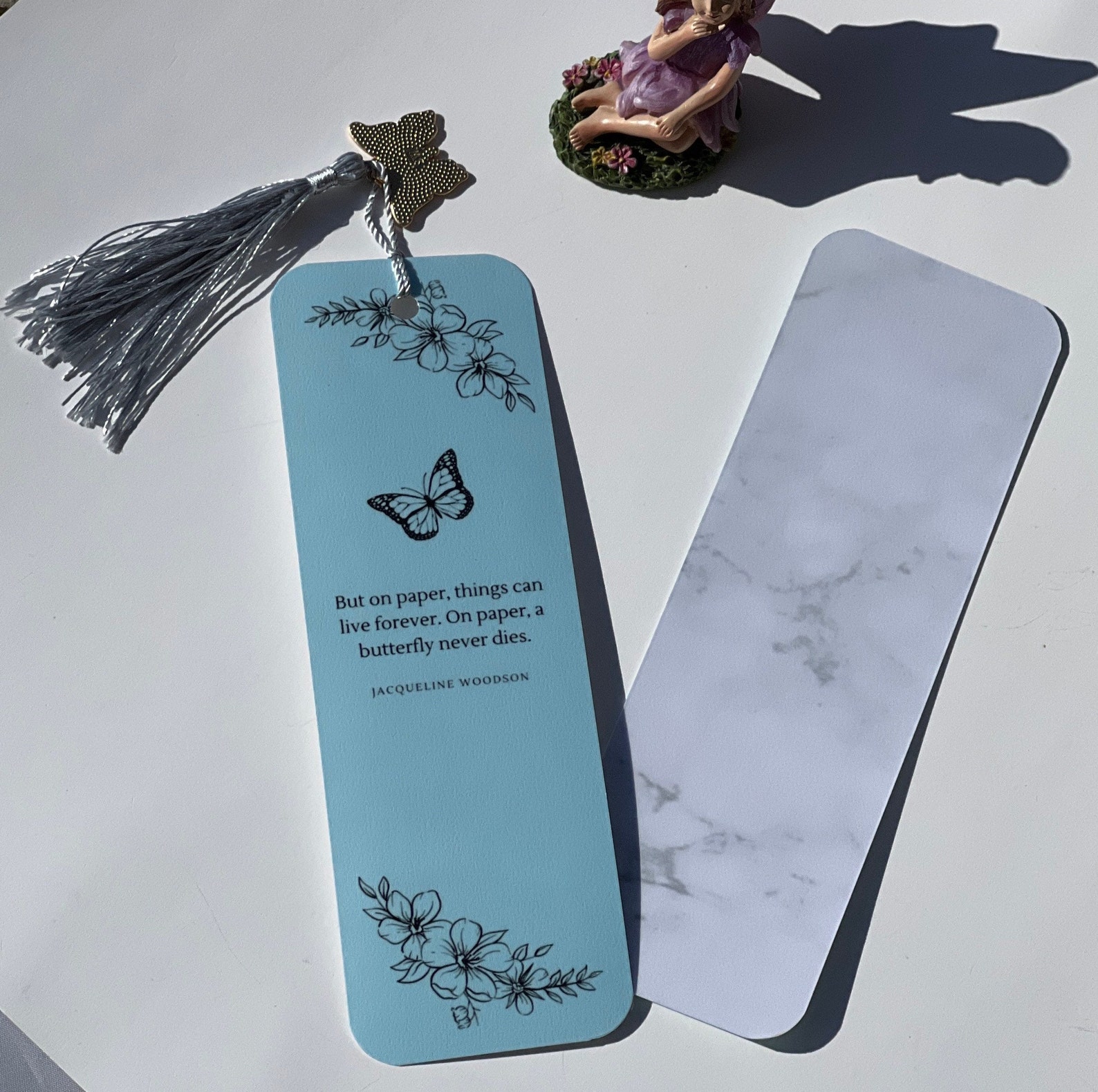 Blue Butterfly Bookmark With Charm Quote Saying Tassel With - Etsy