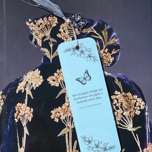 Blue Butterfly Bookmark With Charm| Quote| Saying| Tassel With ...