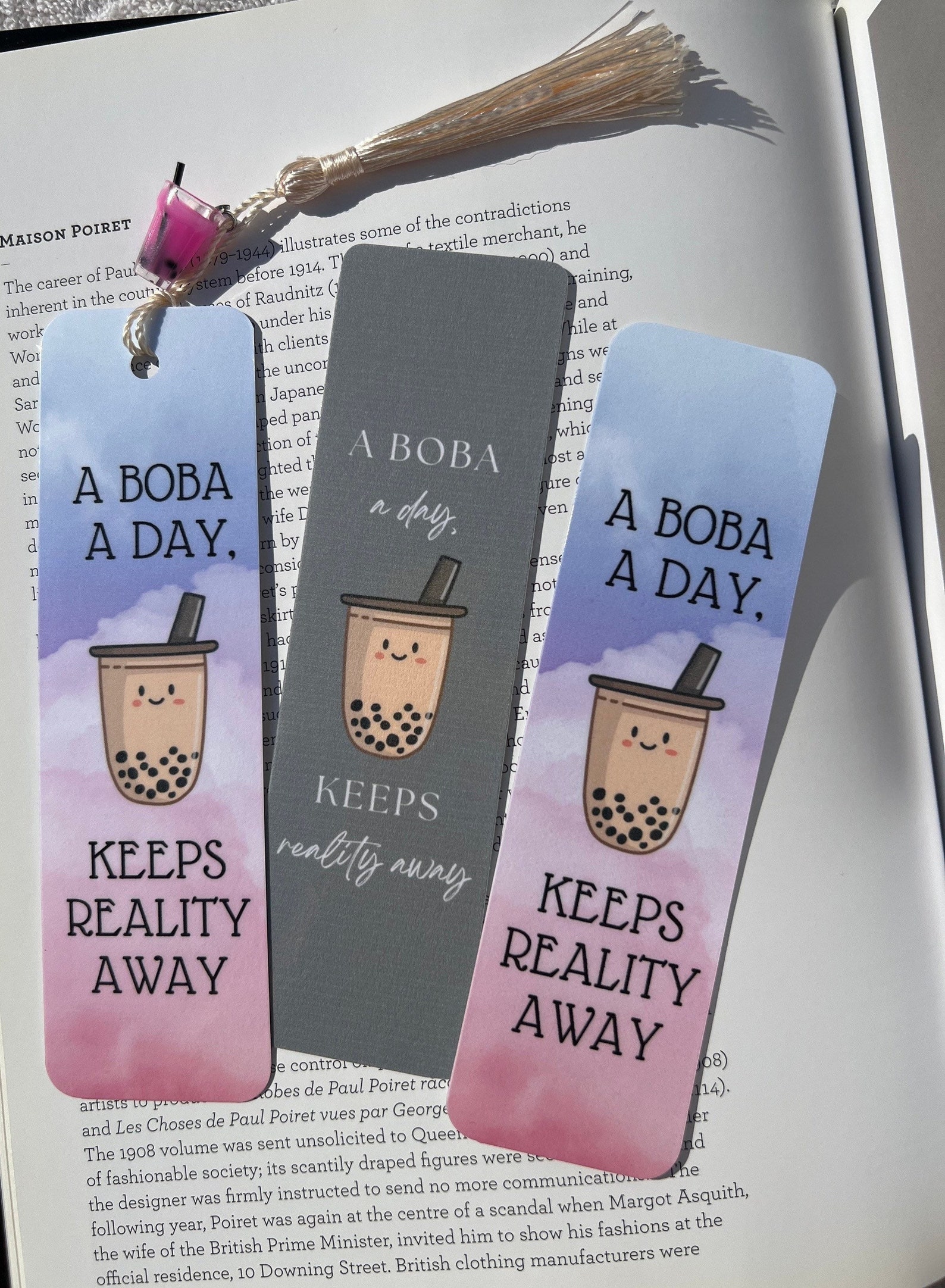 Boba Bookmarks| Tapioca| Milk Tea| Pink|bookish Gifts|cute Bookmarks ...