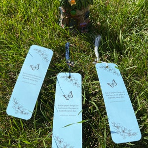 Blue Butterfly Bookmark With Charm| Quote| Saying| Tassel With ...
