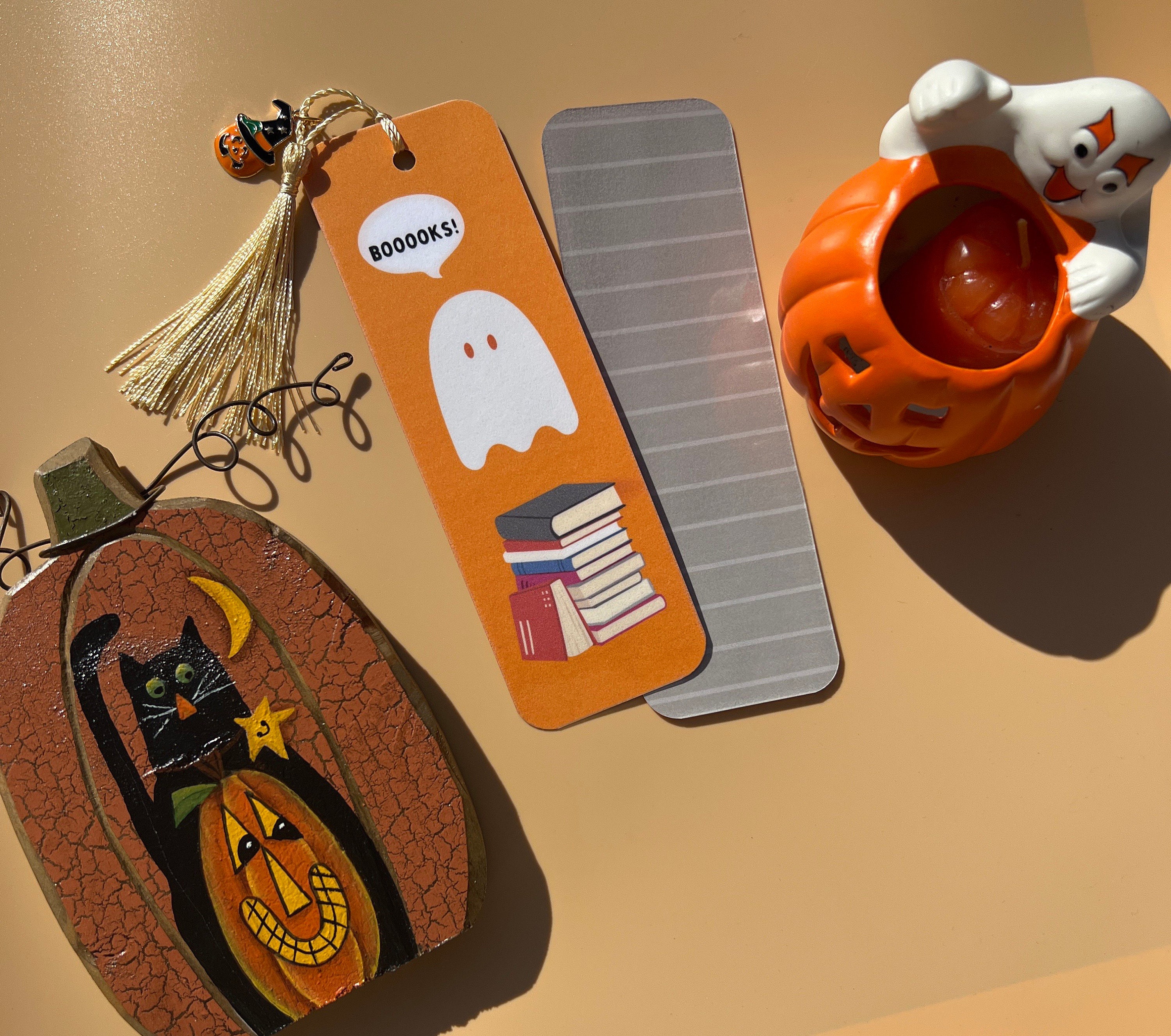 Halloween Spooky Bookmark| Tassel With Charm| Ghosts| Pile of Books ...
