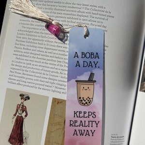 Boba Bookmarks| Tapioca| Milk Tea| Pink|bookish Gifts|cute Bookmarks ...