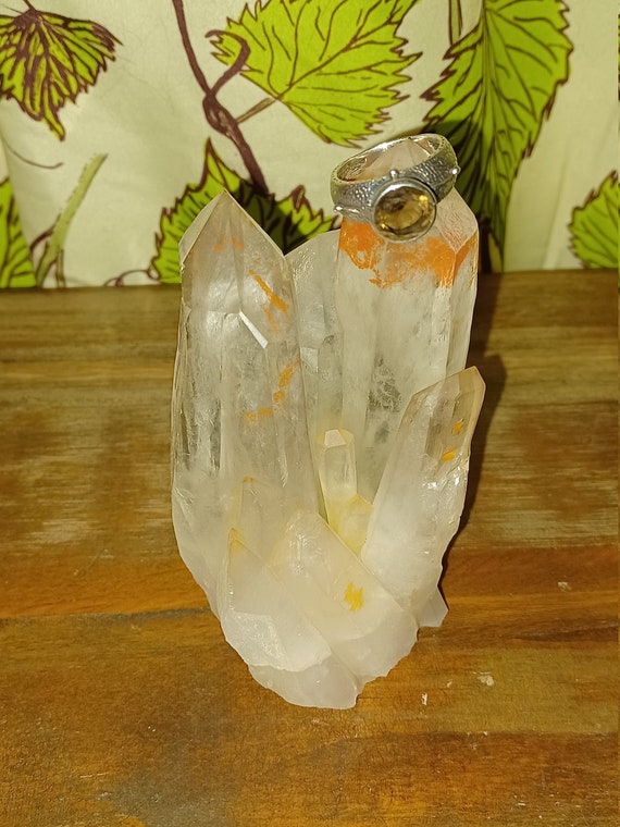 sterling ring, Smokey quartz stone ring - Gem