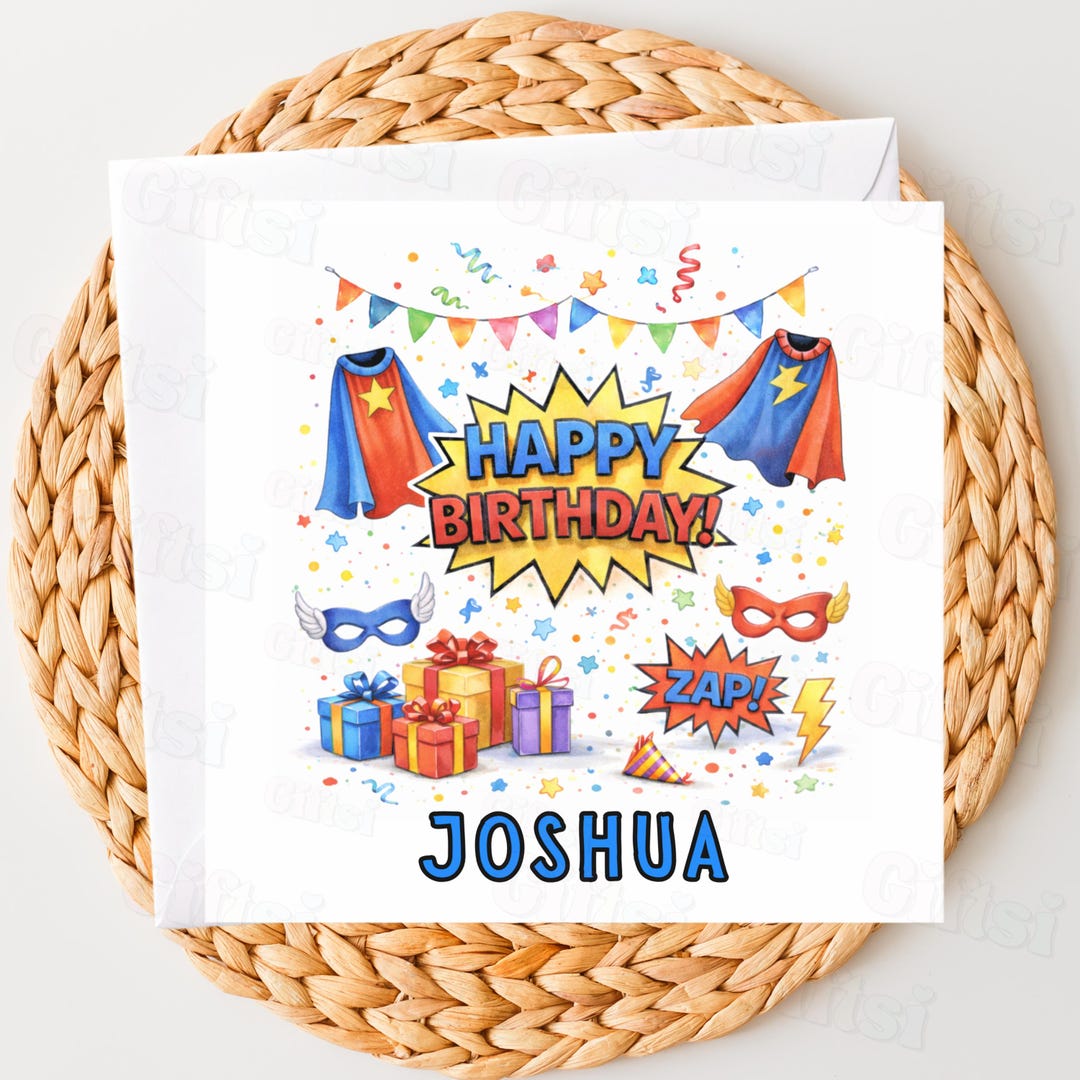 Superhero Birthday Card | Personalised Boys Birthday Card | Comic Style ...