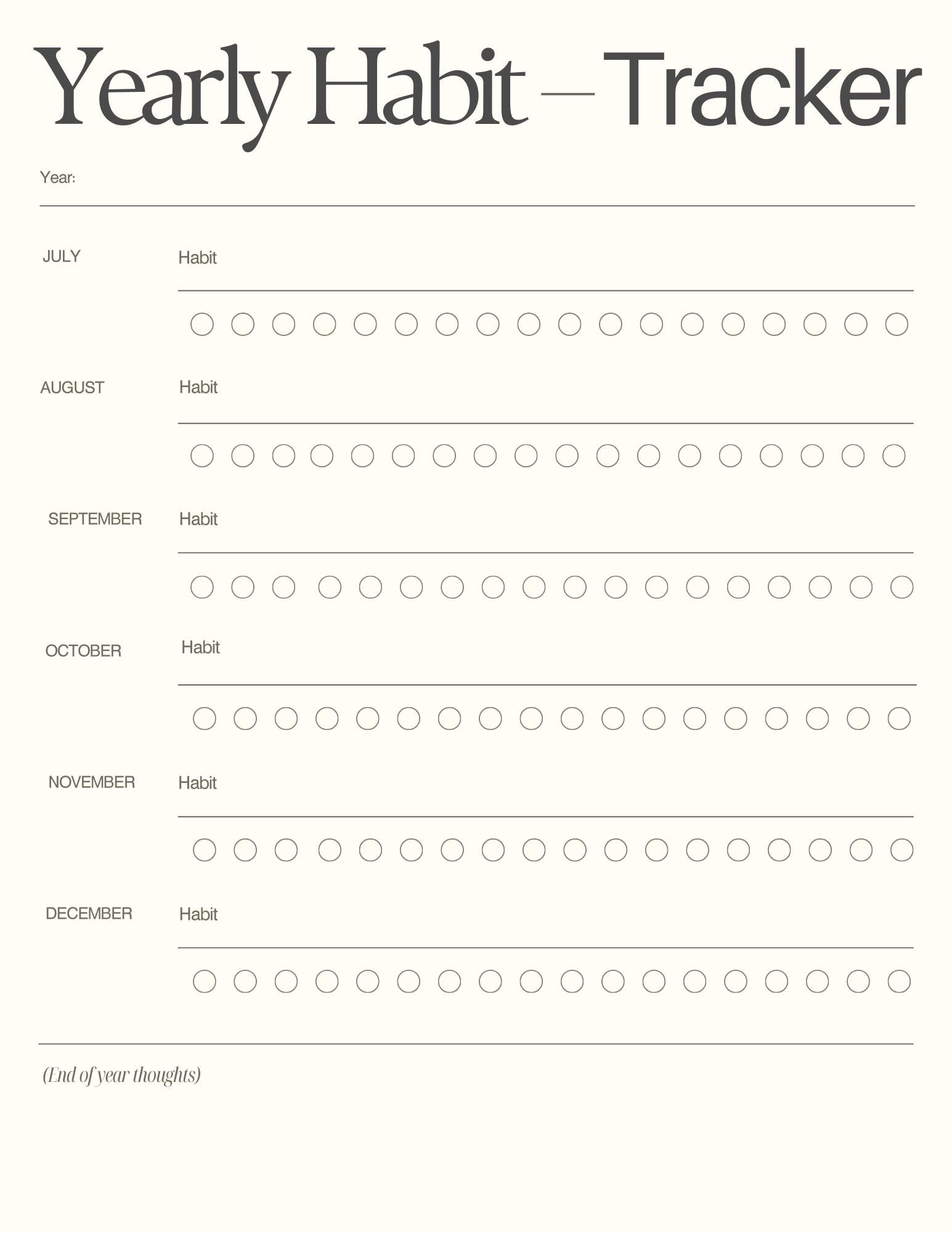 Customizable Habit Tracker Printable | Daily, Weekly, Monthly (PDF) - Etsy