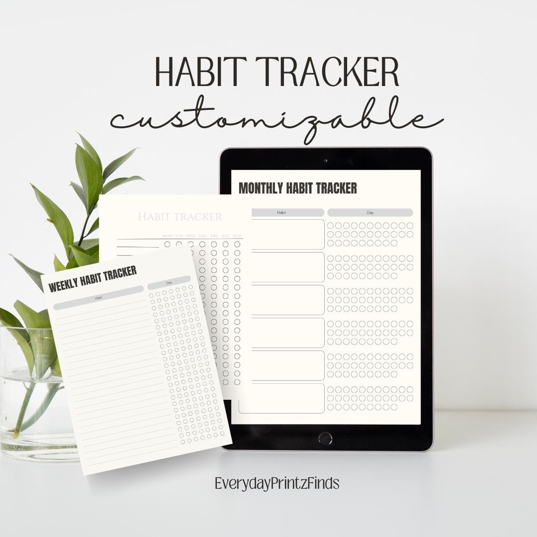 Printable Blank Habit Trackers | Customizable Daily and Weekly Tracker ...
