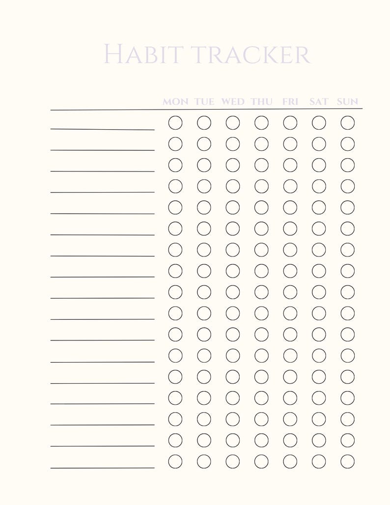 Customizable Habit Tracker Printable | Daily, Weekly, Monthly (PDF) - Etsy