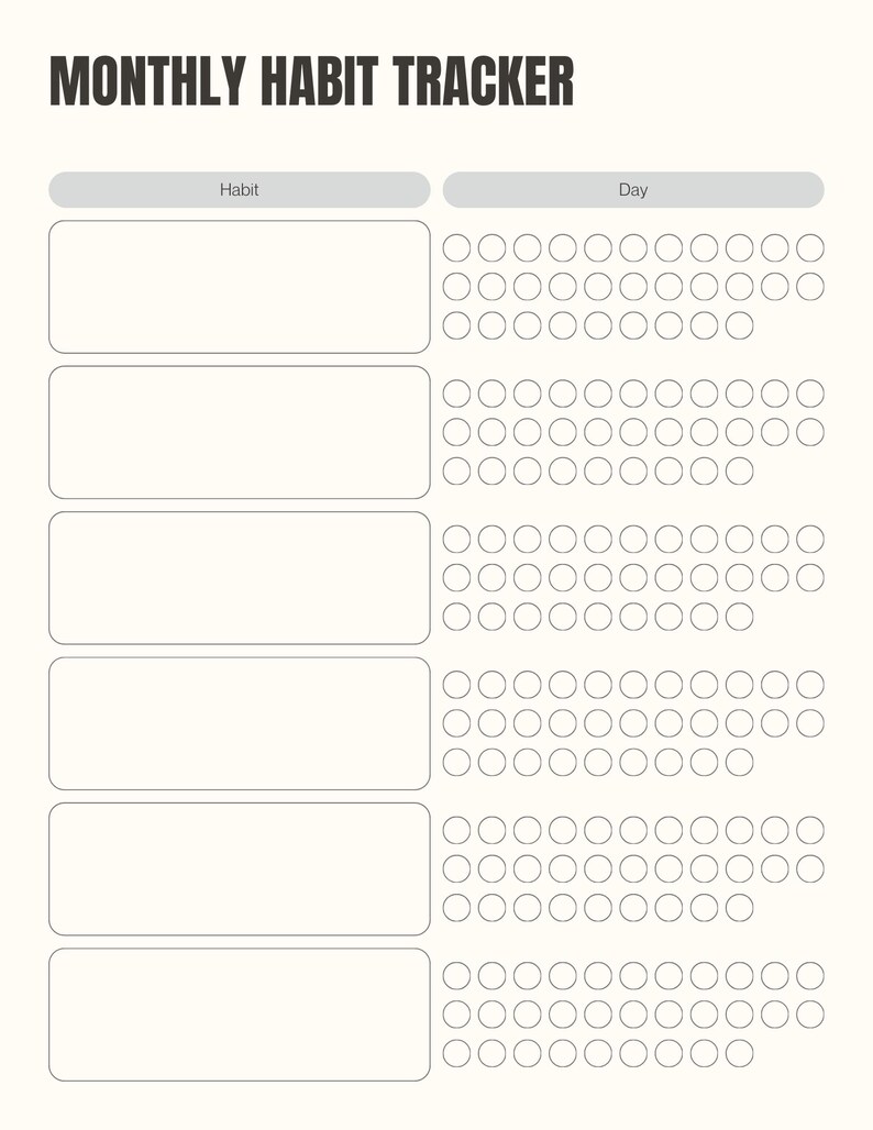 Customizable Habit Tracker Printable | Daily, Weekly, Monthly (PDF) - Etsy