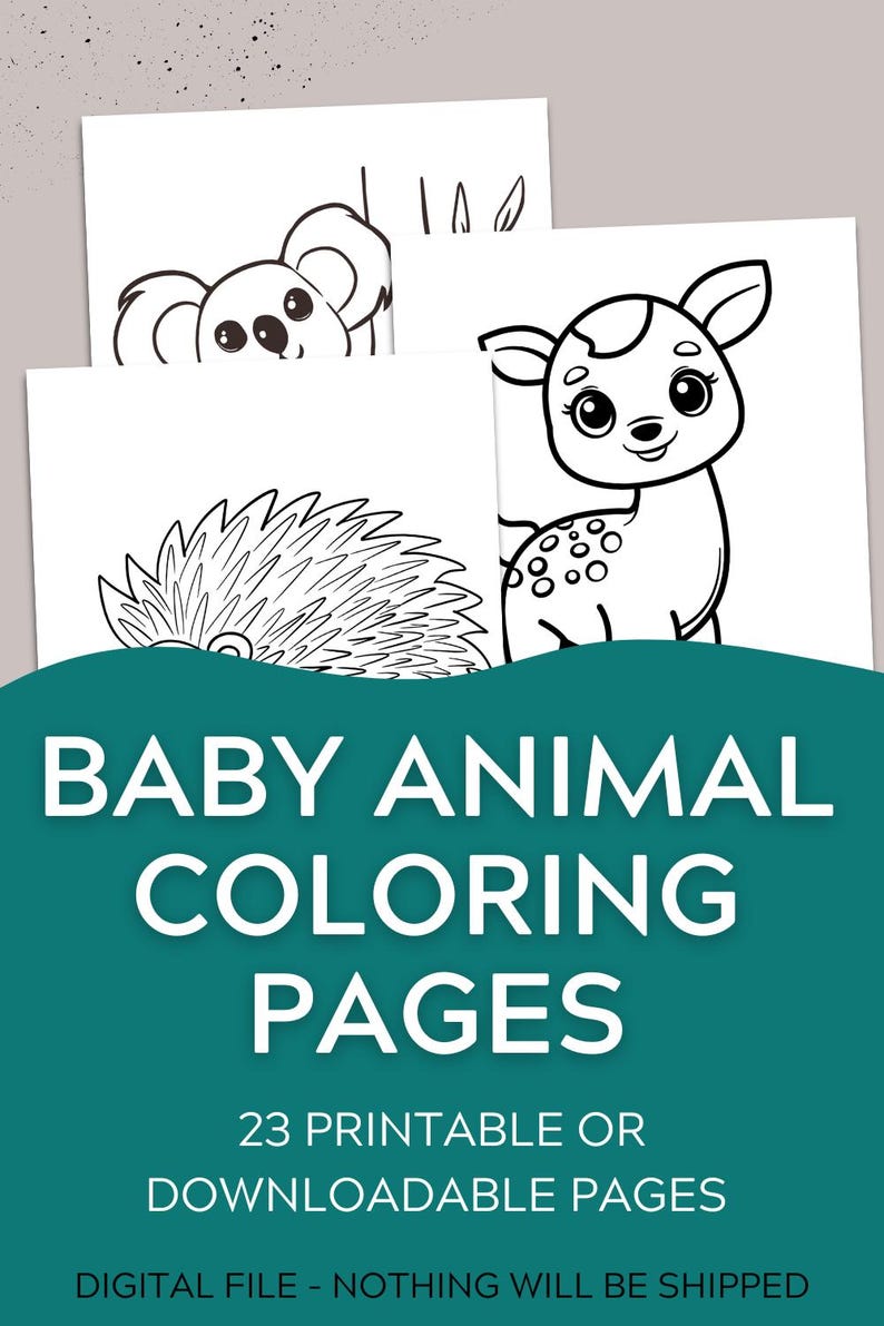 Cute Baby Animal Coloring Book | 25 Printable Pages (instant Download ...