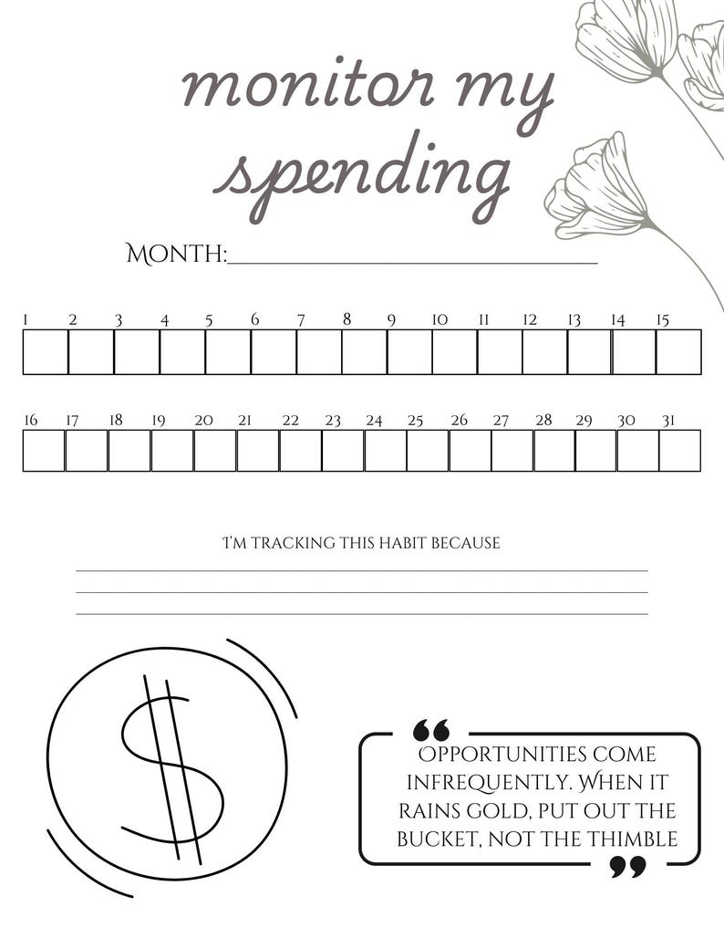 Financial Habit Tracker - Etsy