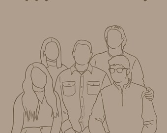 Family of 5 Line Art Newborn Girl Brother and Sister Family - Etsy