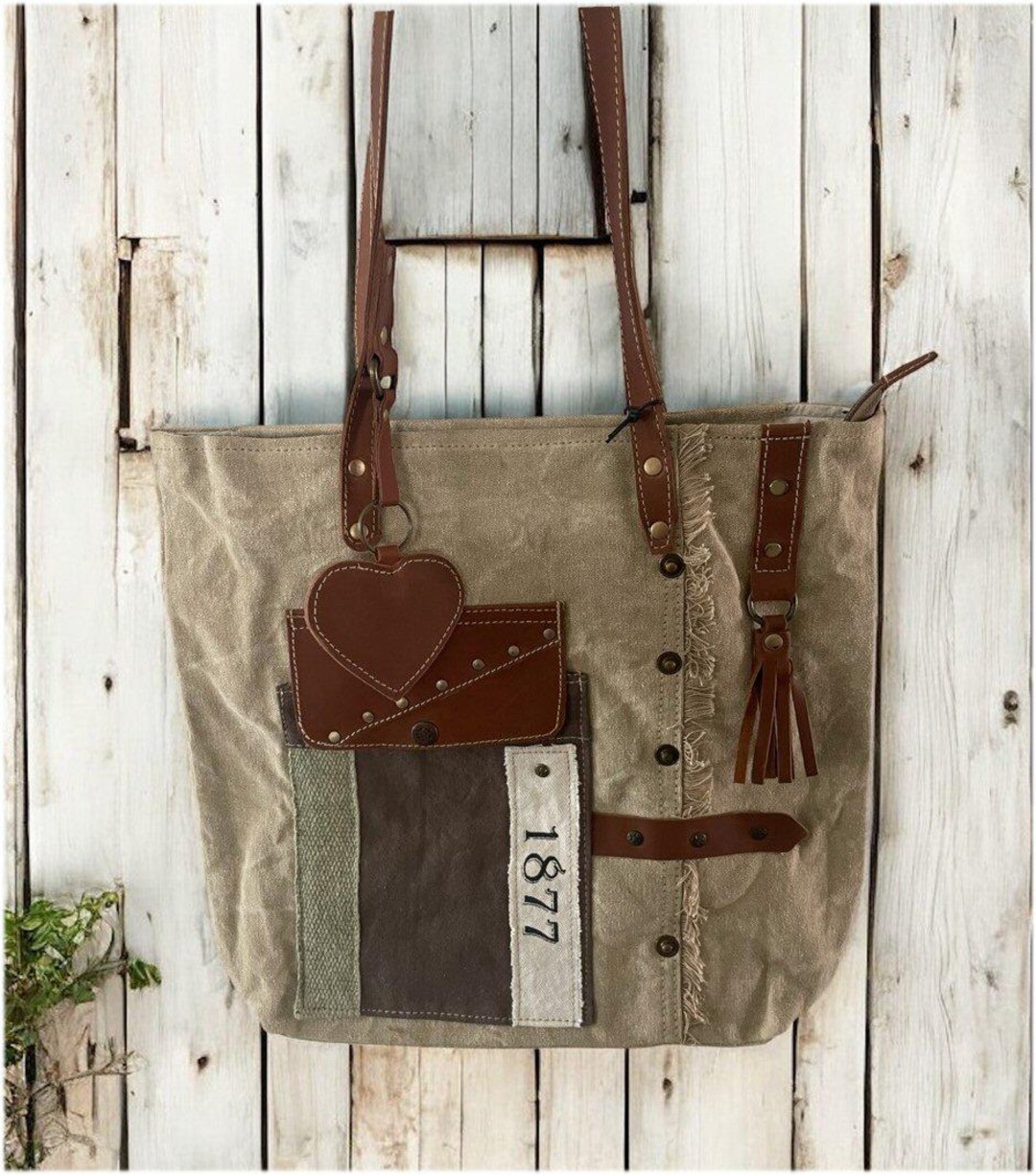 Myra Tote Bag Weekender Recycled Canvas Yesteryear - Etsy