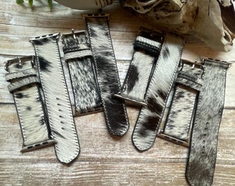 Apple Watchband 42 44 45 Mm Hair on Hide Cowhide Myra Watch Band Duke ...