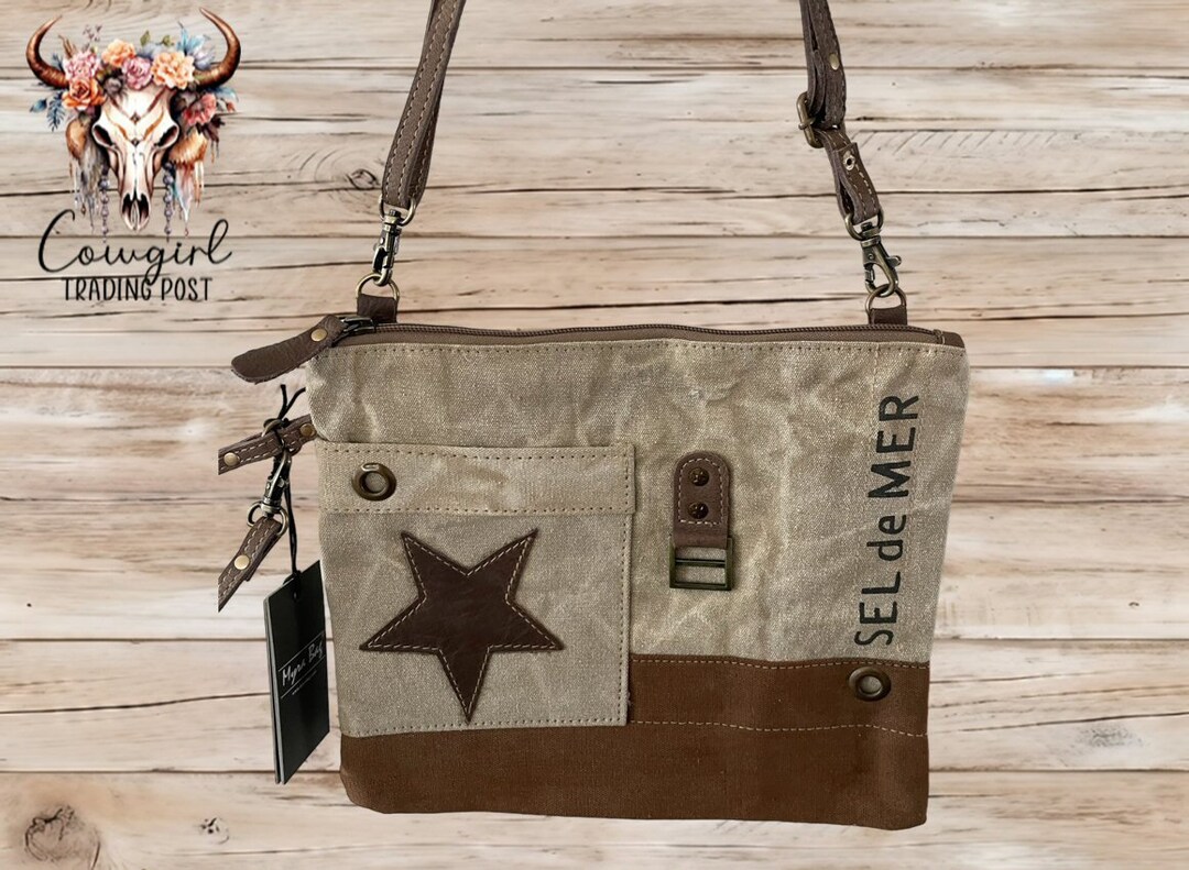 Myra Bag Recyled Canvas and Leather Purse Warsaw Western Crossbody ...