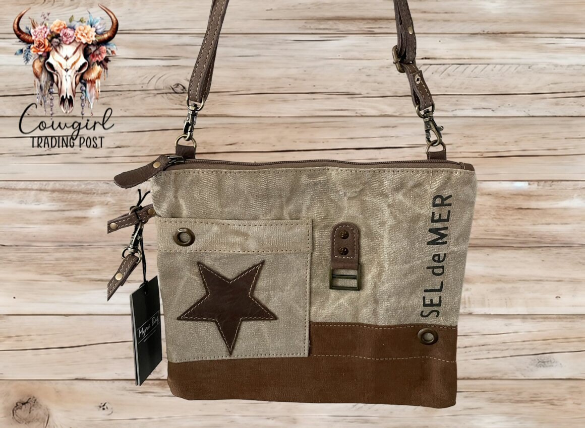 Myra Bag Recyled Canvas and Leather Purse Warsaw Western Crossbody ...
